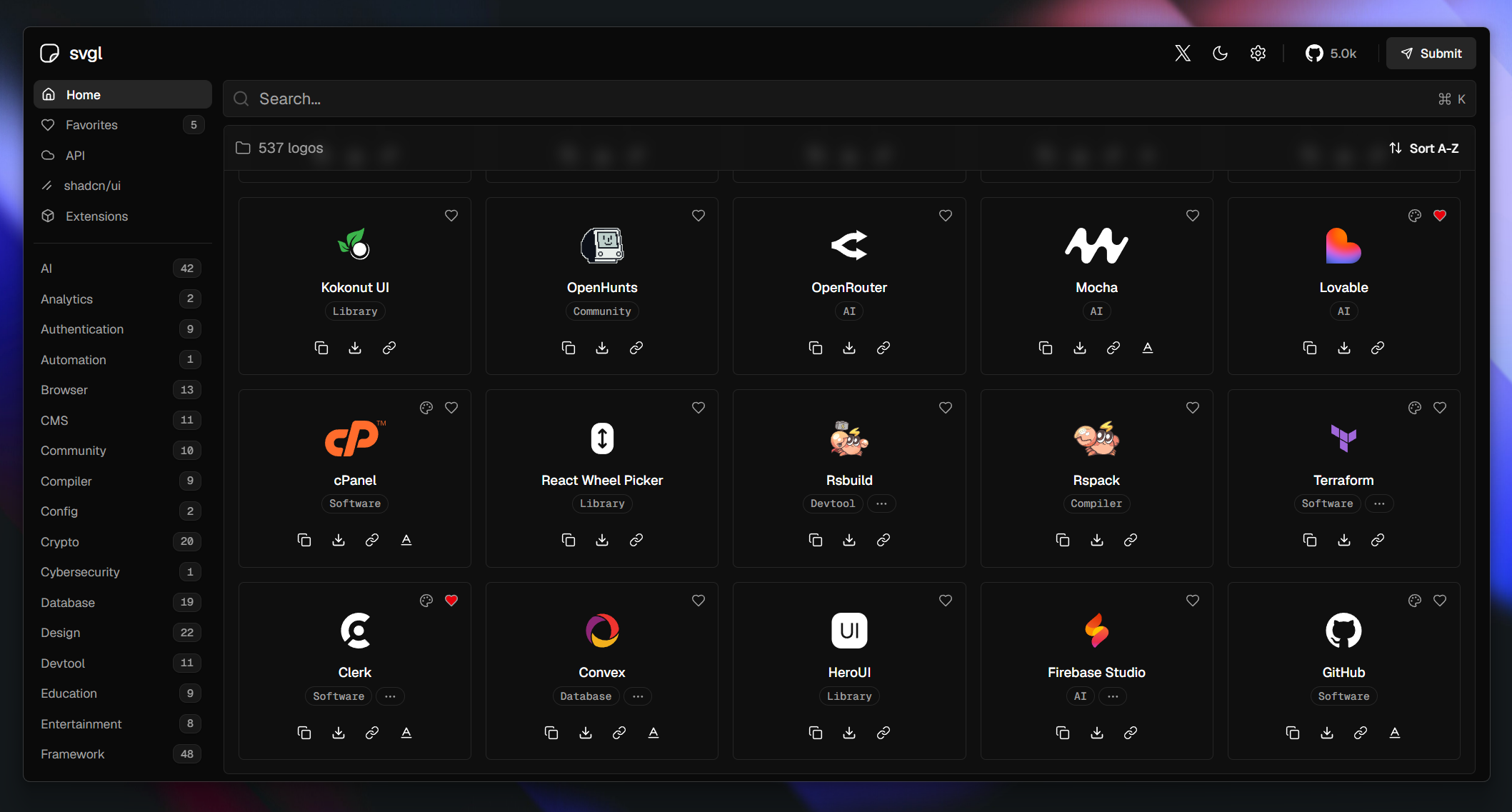 A beautiful library with SVG logos - SVGL